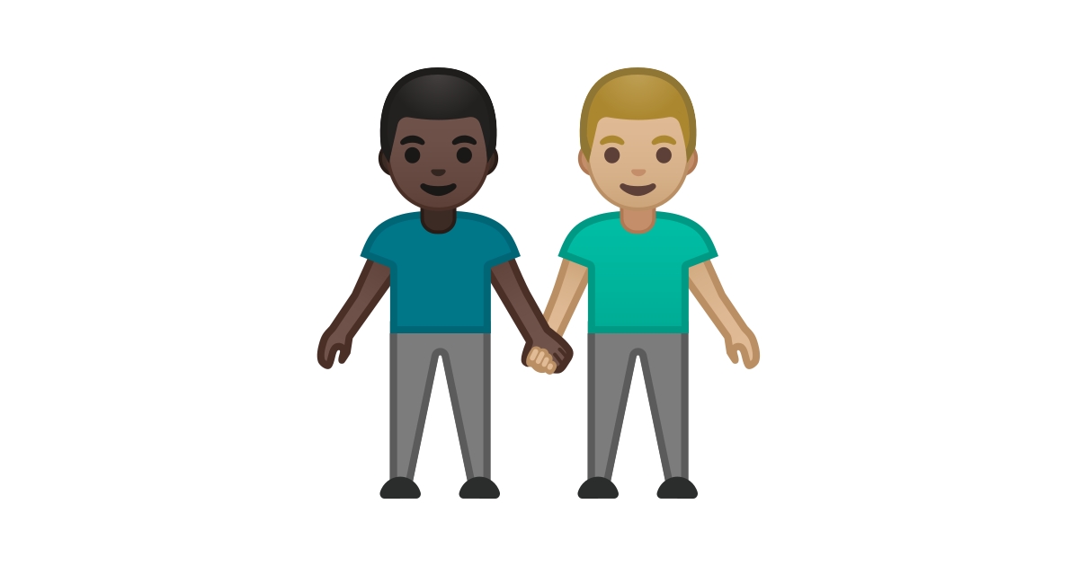 👨🏿‍🤝‍👨🏼 Men Holding Hands: Dark Skin Tone, Medium-light Skin Tone Emoji
