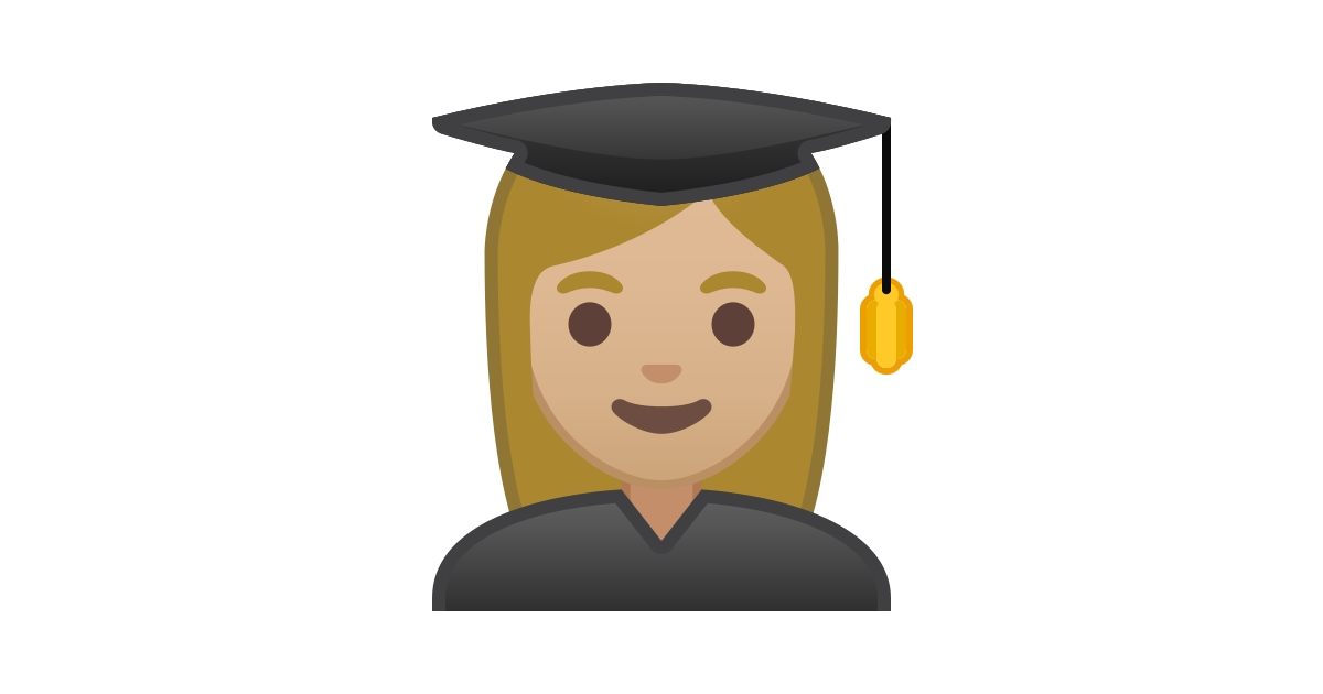 👩🏼‍🎓 Estudiante Mujer: Tono De Piel Claro Medio Emoji
