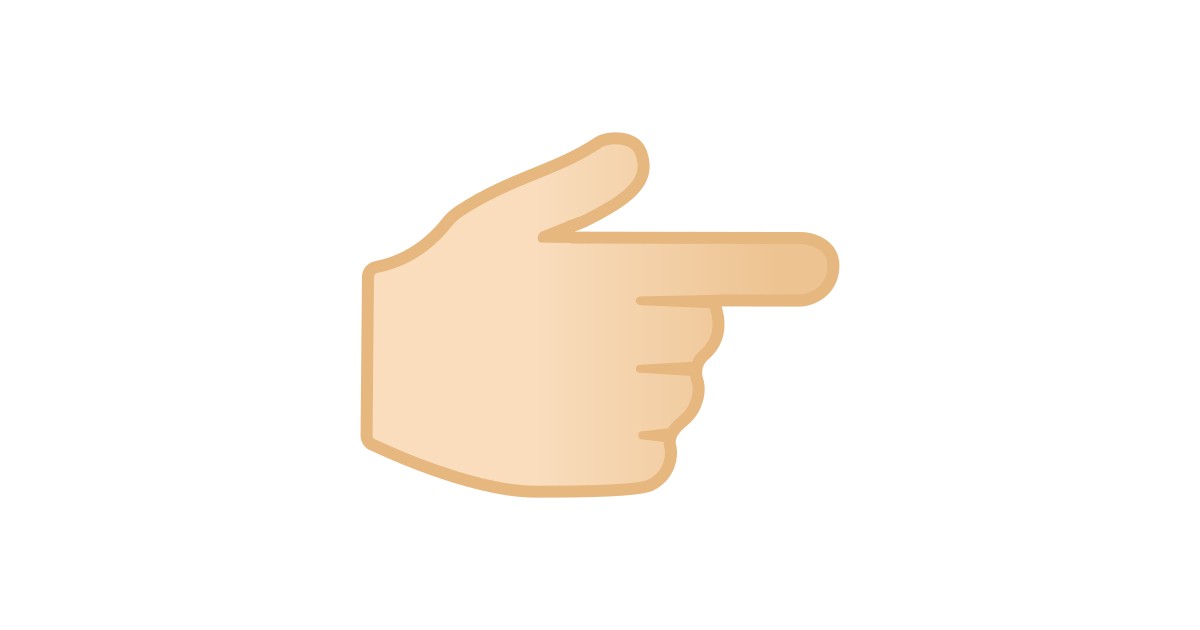 👉🏻 Dorso Da Mão Com Dedo Indicador Apontando Para A Direita: Pele Clara ...