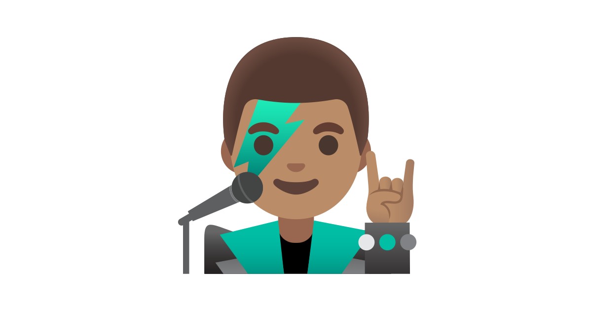 👨🏽‍🎤 Sänger: mittlere Hautfarbe-Emoji