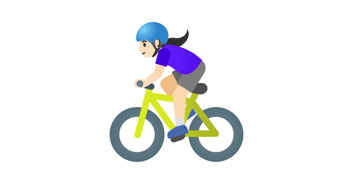 🚴🏻‍♀️ Cycliste Femme : Peau Claire Emoji