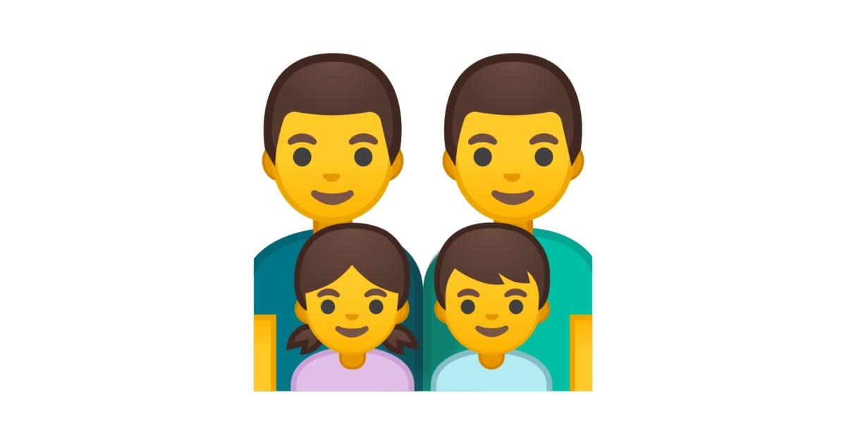 👨‍👨‍👧‍👦 Familie: Mann, Mann, Mädchen und Junge-Emoji