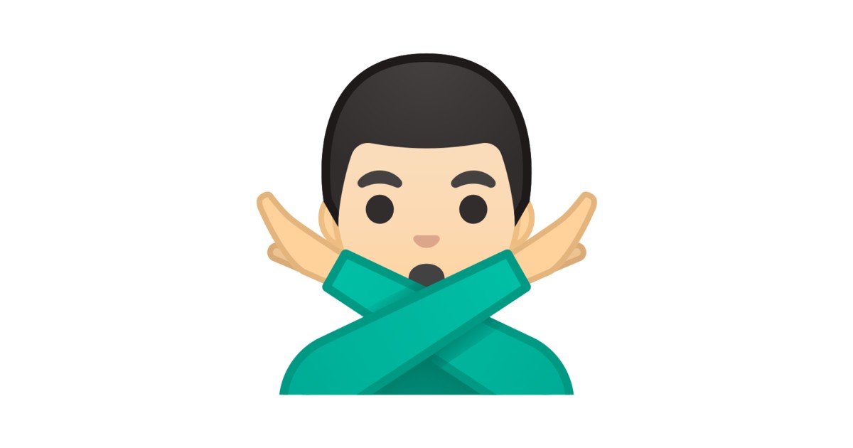 🙅🏻‍♂️ Homme Faisant Un Geste D’interdiction : Peau Claire Emoji