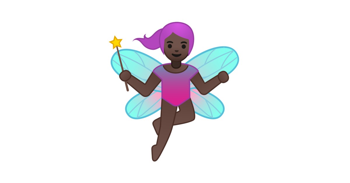 🧚🏿‍♀️ Fee: dunkle Hautfarbe-Emoji | "weibliche Fee: Hauttyp 6"