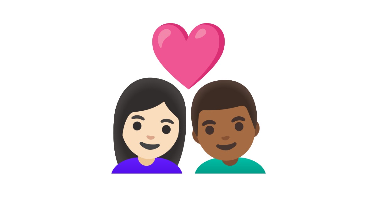 👩🏻‍ ️‍👨🏾 Couple With Heart: Woman, Man, Light Skin Tone, Medium-dark ...