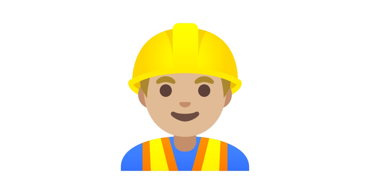 👷🏼‍♂️ Ouvrier Du Bâtiment : Peau Moyennement Claire Emoji