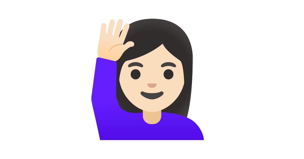 🙋🏻‍♀️ Woman Raising Hand: Light Skin Tone Emoji