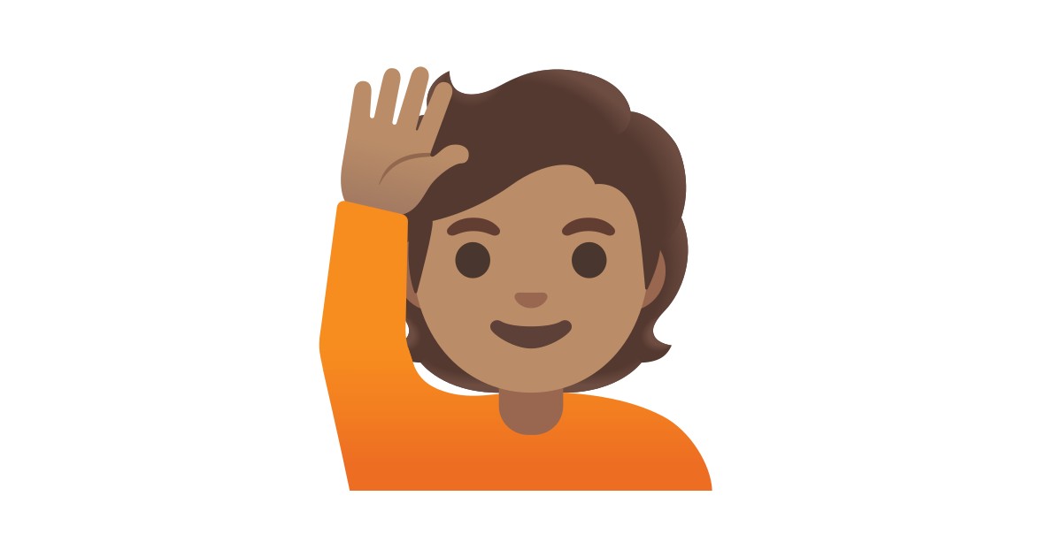 🙋🏽 Personne Qui Lève La Main : Peau Légèrement Mate Emoji