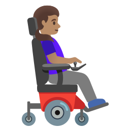 👩🏽‍🦼‍ ️ Woman In Motorized Wheelchair Facing Right: Medium Skin Tone Emoji
