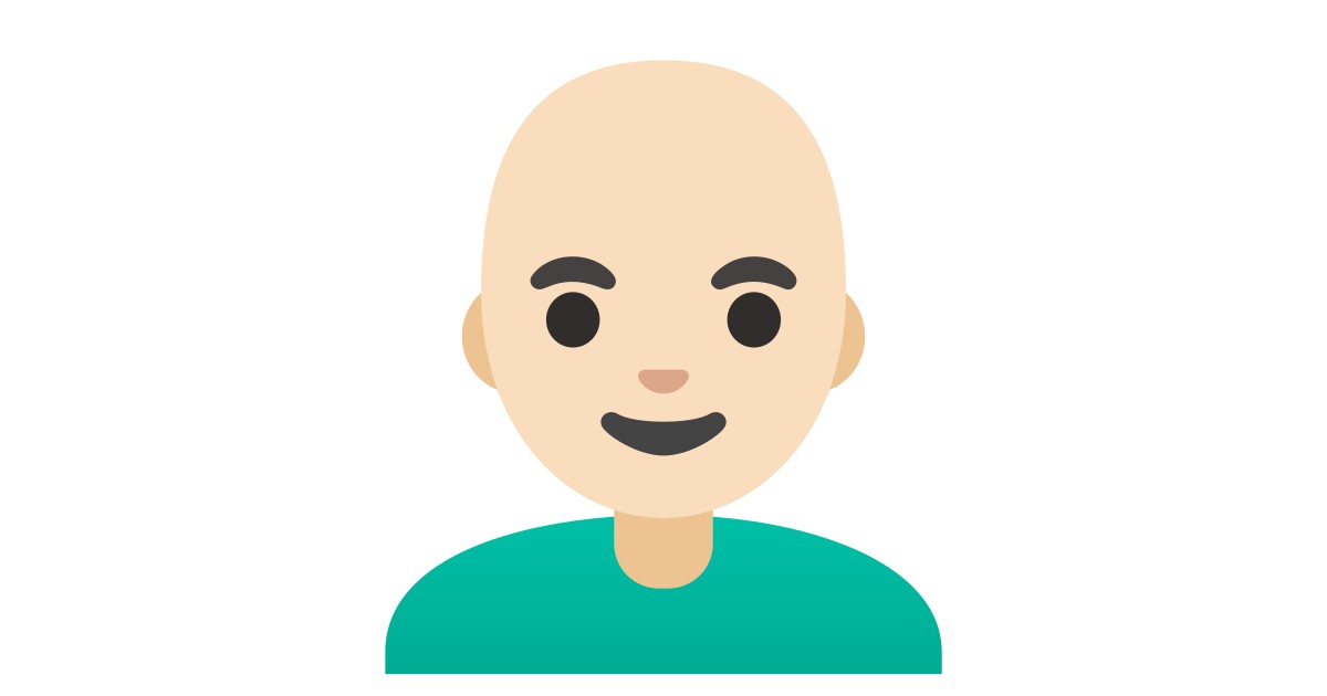 👨🏻‍🦲 Man: Light Skin Tone, Bald Emoji