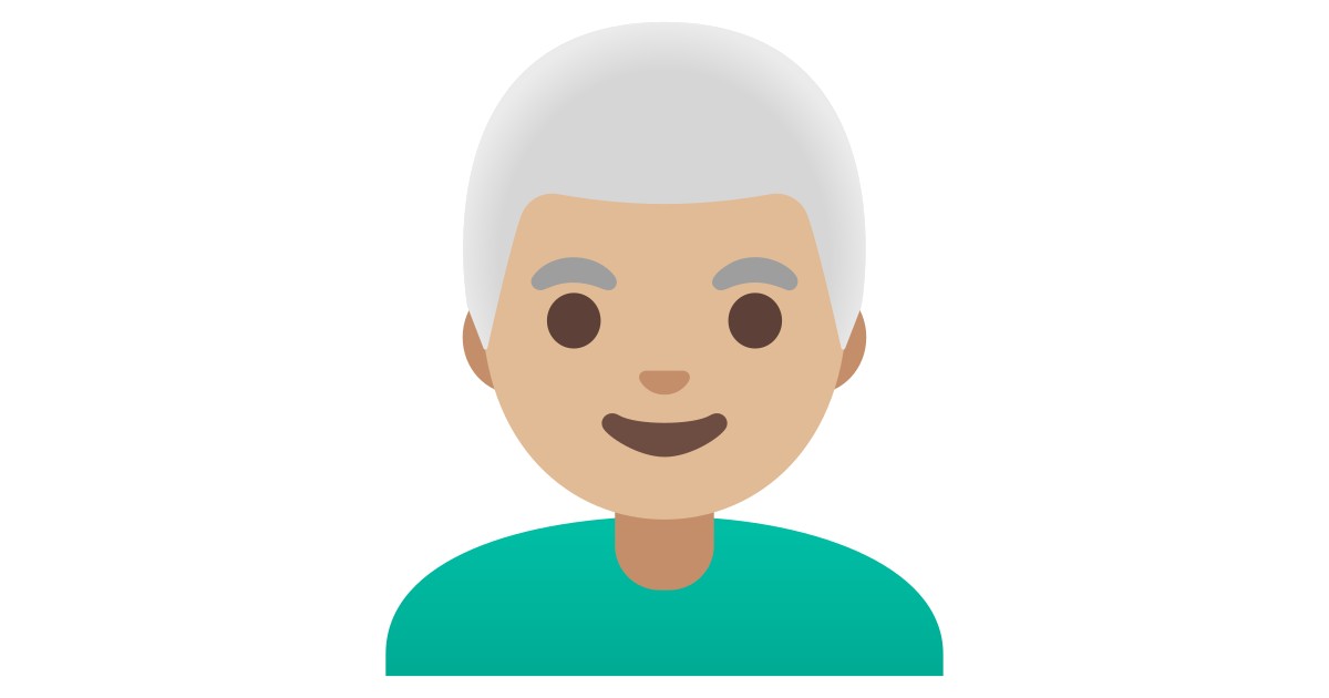👨🏼‍🦳 Man: Medium-Light Skin Tone, White Hair Emoji