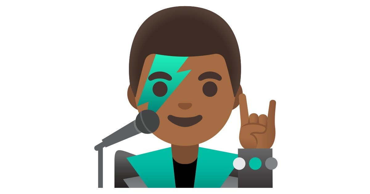 Translations of the 👨🏾‍🎤 man singer: medium-dark skin tone emoji in ...