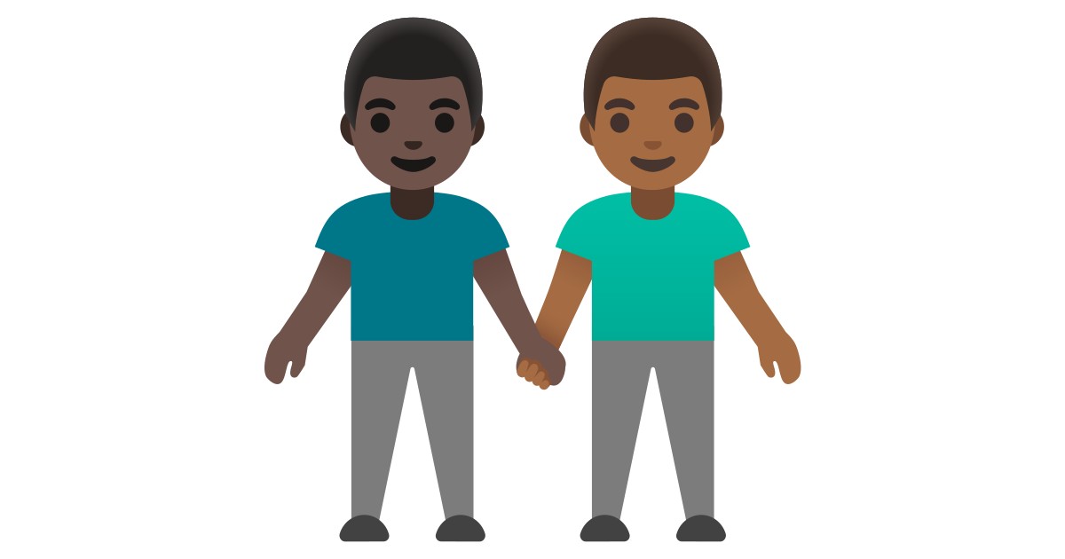 👨🏿‍🤝‍👨🏾 Deux Hommes Se Tenant La Main : Peau Foncée Et Peau Mate Emoji