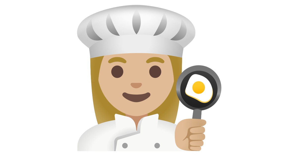 👩🏼‍🍳 Woman Cook: Medium-Light Skin Tone Emoji