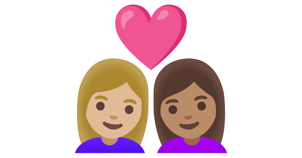 👩🏼‍ ️‍👩🏽 Casal Apaixonado: Mulher, Mulher, Pele Morena Clara E Pele ...