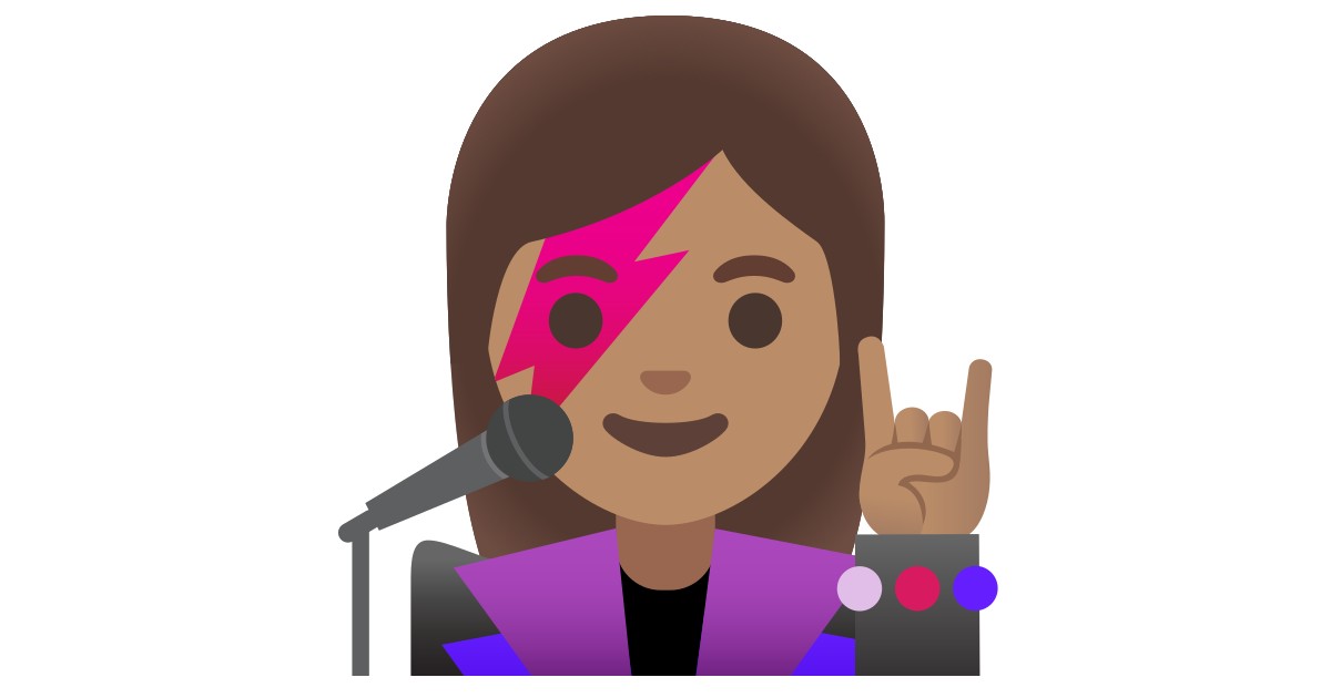 Woman Singer: Medium Skin Tone in 100+ languages