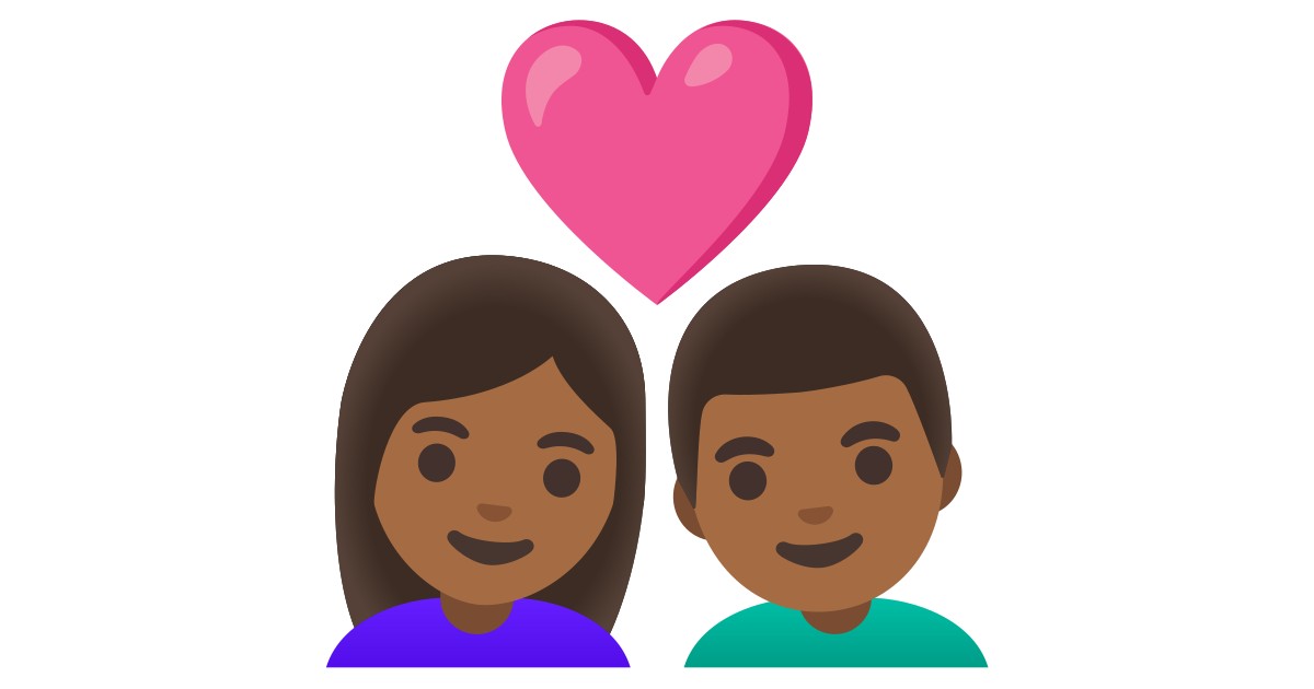 👩🏾‍ ️‍👨🏾 Couple With Heart: Woman, Man, Medium-Dark Skin Tone Emoji