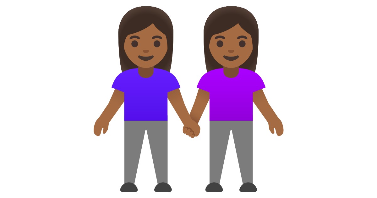 👭🏾 Deux Femmes Se Tenant La Main : Peau Mate Emoji