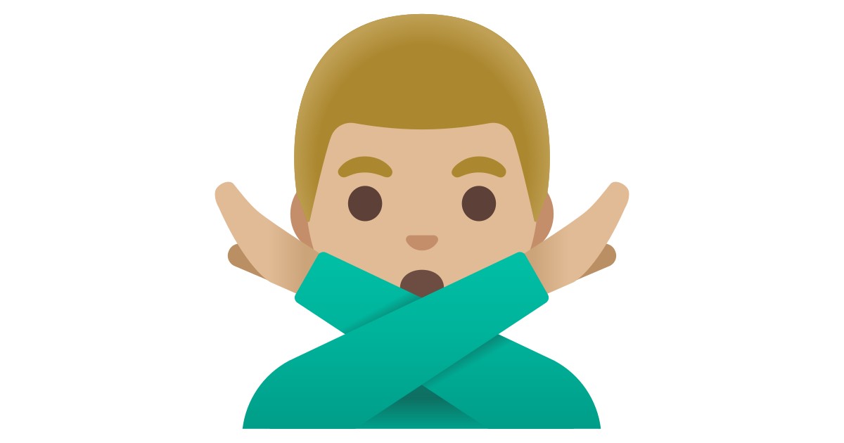 🙅🏼‍♂️ Homme Faisant Un Geste D’interdiction : Peau Moyennement Claire Emoji