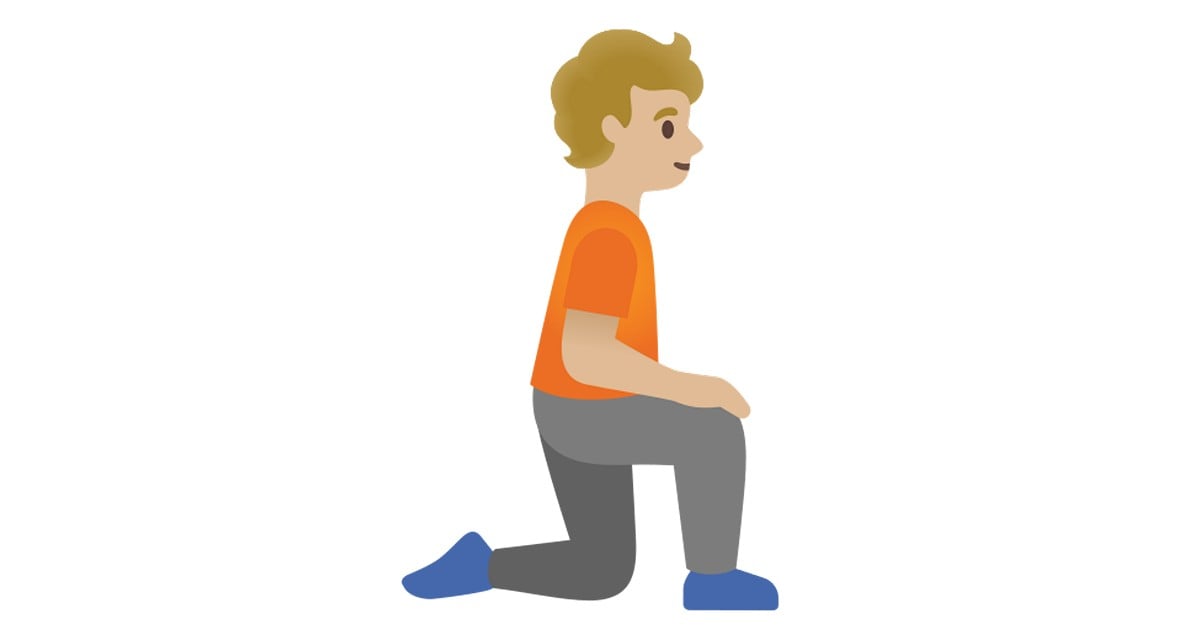 🧎🏼‍ ️ Person Kneeling Facing Right: Medium-light Skin Tone Emoji