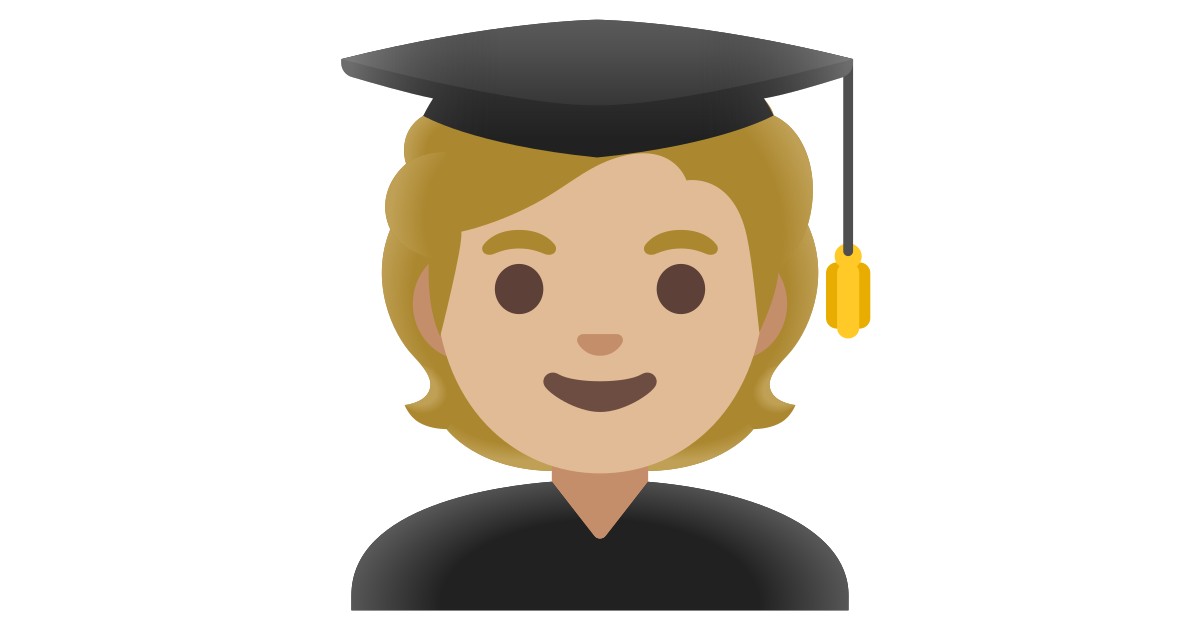 Translations of the 🧑🏼‍🎓 student: medium-light skin tone emoji in over ...