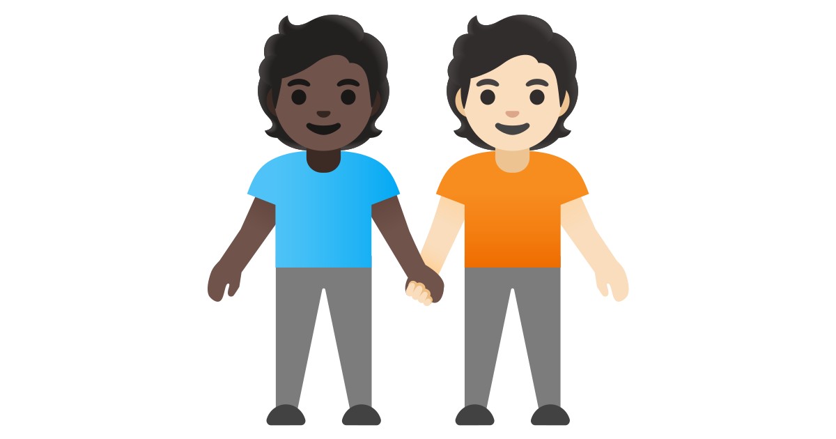 🧑🏿‍🤝‍🧑🏻 People Holding Hands: Dark Skin Tone, Light Skin Tone Emoji