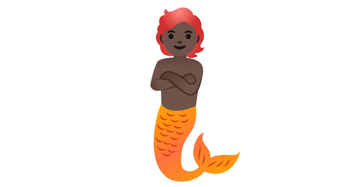 🧜🏿 Persona Sirena: Tono De Piel Oscuro Emoji