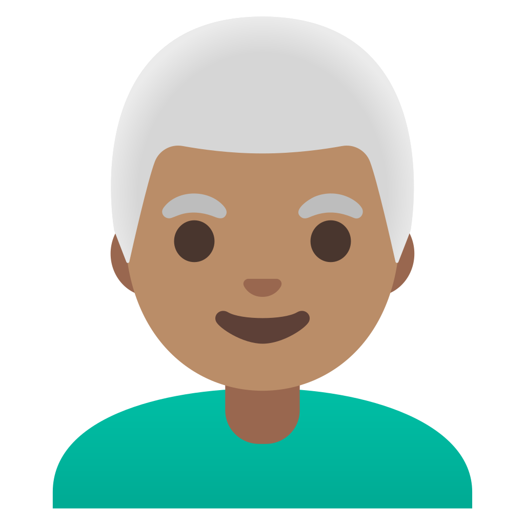 👨🏽‍🦳 Man: Medium Skin Tone, White Hair Emoji
