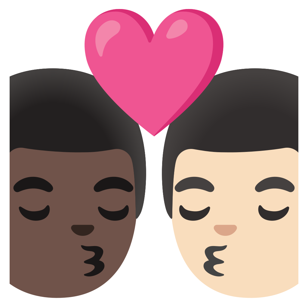 👨🏿‍ ️‍💋‍👨🏻 Bacio Tra Coppia: Uomo, Uomo, Carnagione Scura E Carnagione ...