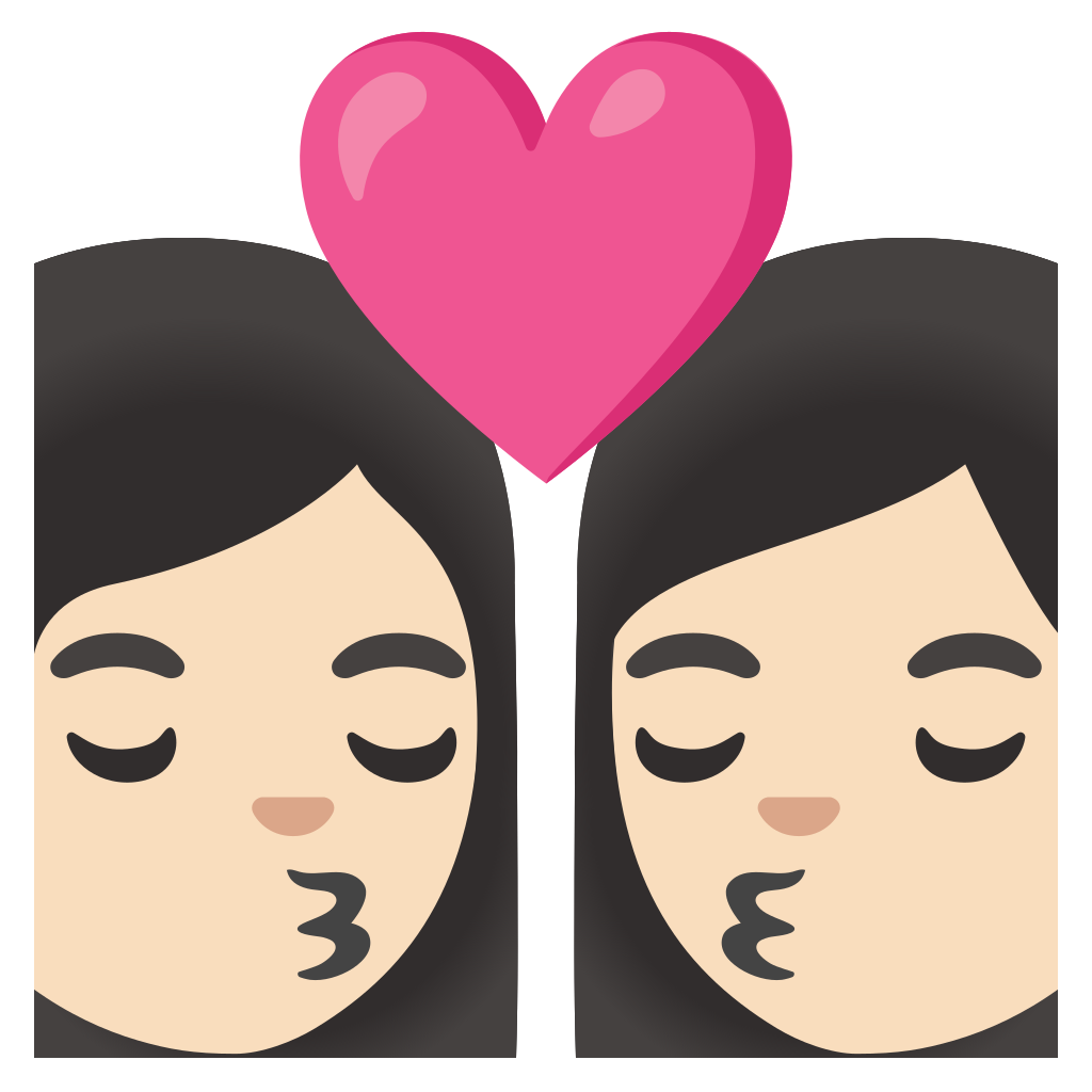 👩🏻‍ ️‍💋‍👩🏻 Bacio Tra Coppia: Donna, Donna E Carnagione Chiara Emoji