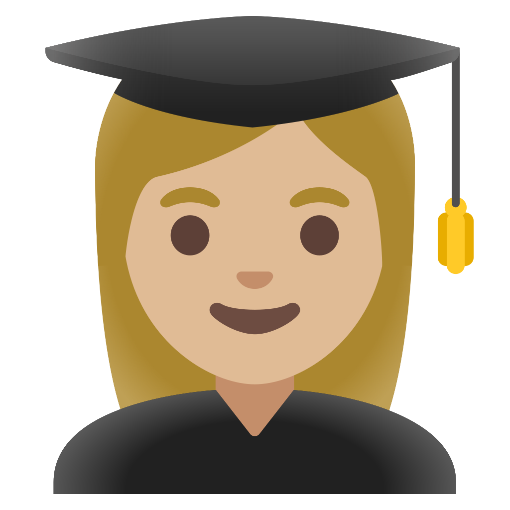 👩🏼‍🎓 Estudiante Mujer: Tono De Piel Claro Medio Emoji