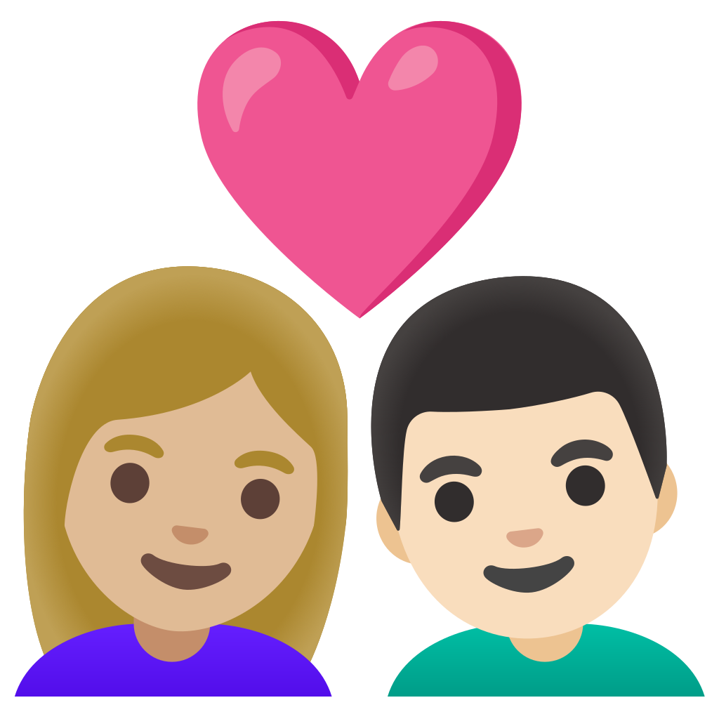 👩🏼‍ ️‍👨🏻 Pareja Enamorada: Mujer, Hombre, Tono De Piel Claro Medio ...
