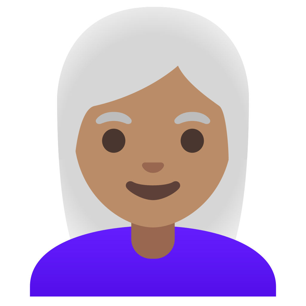 👩🏽‍🦳 Woman: Medium Skin Tone, White Hair Emoji