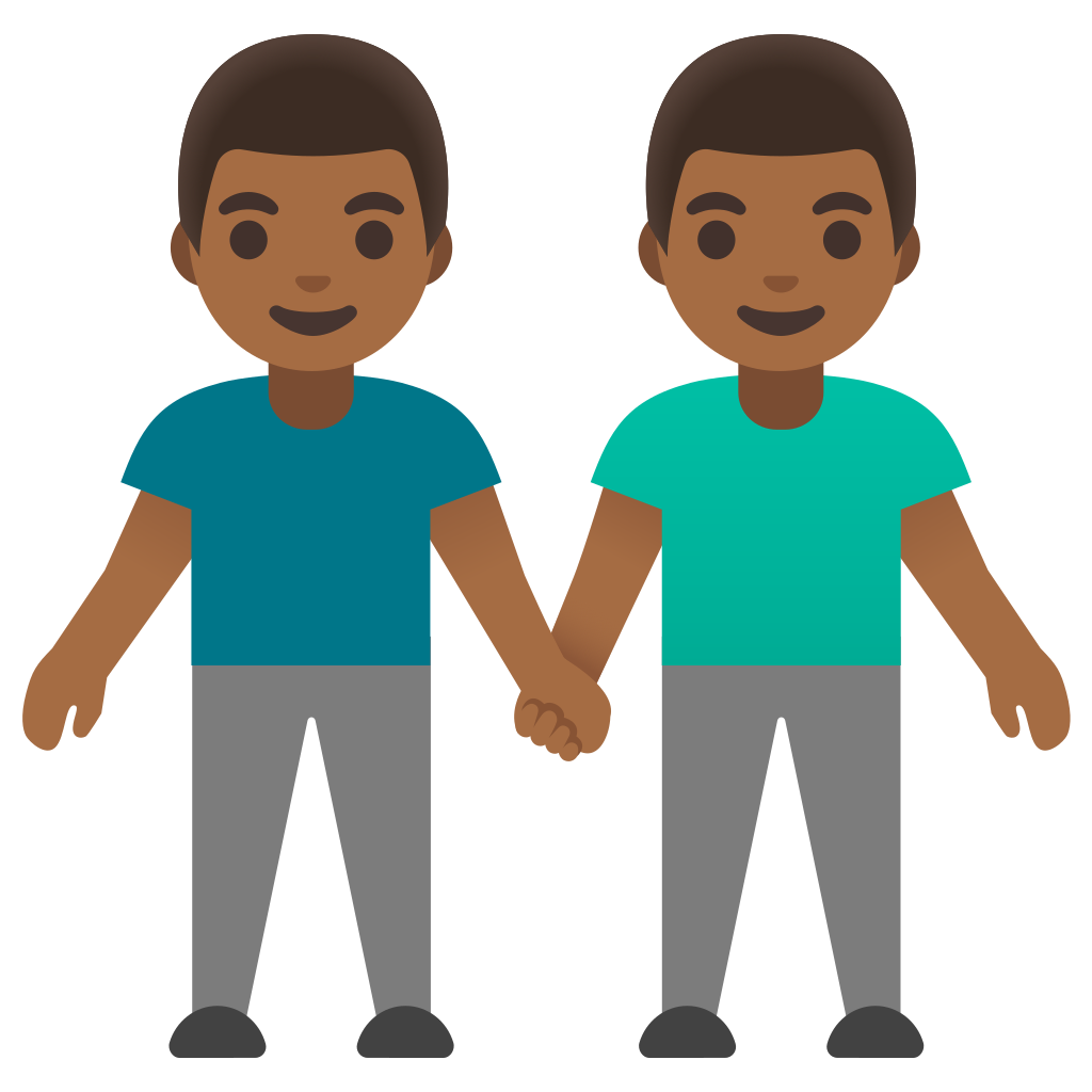 👬🏾 Deux Hommes Se Tenant La Main : Peau Mate Emoji