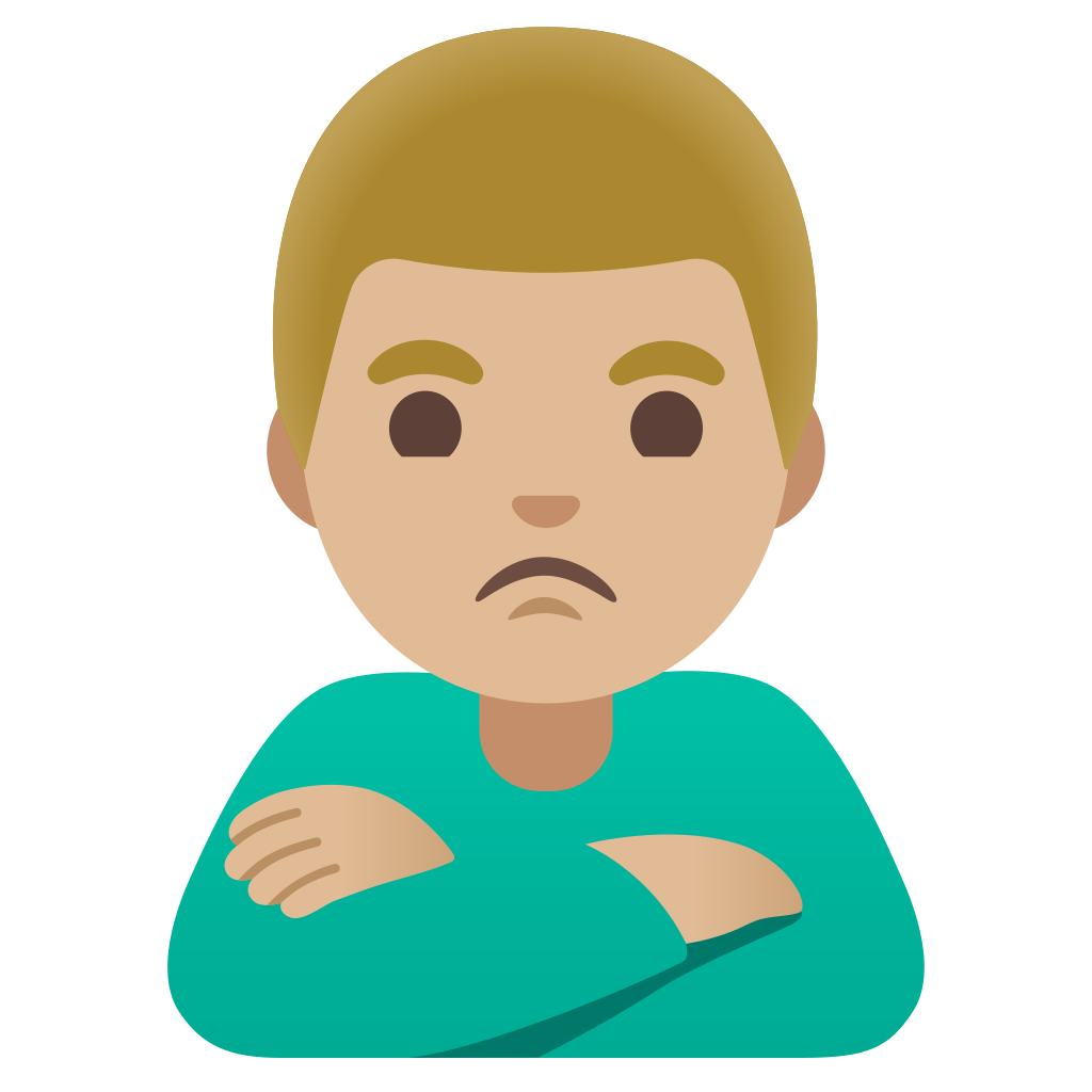 🙎🏼‍♂️ Homme Qui Boude : Peau Moyennement Claire Emoji