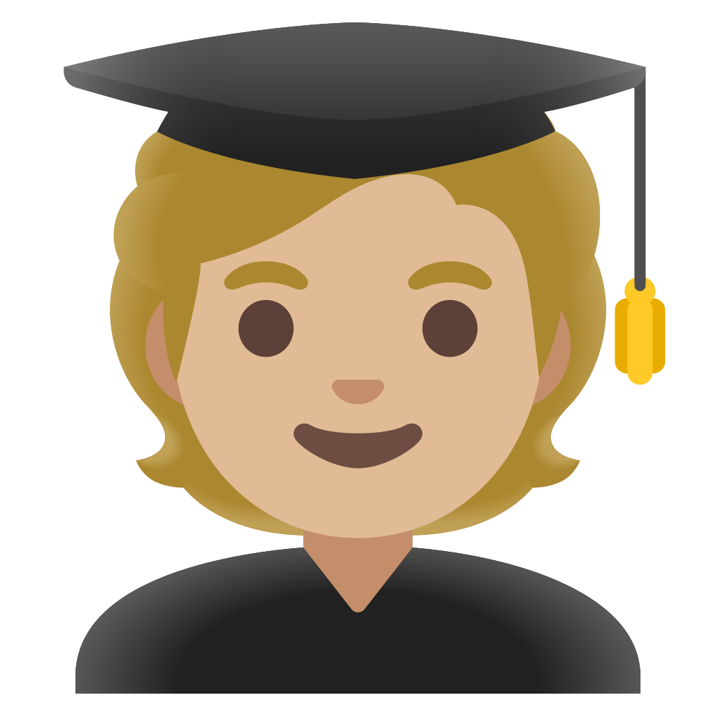 🧑🏼‍🎓 Étudiant (Tous Genres) : Peau Moyennement Claire Emoji