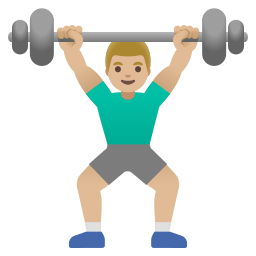 🏋🏼‍♂️ Man Lifting Weights: Medium-Light Skin Tone Emoji