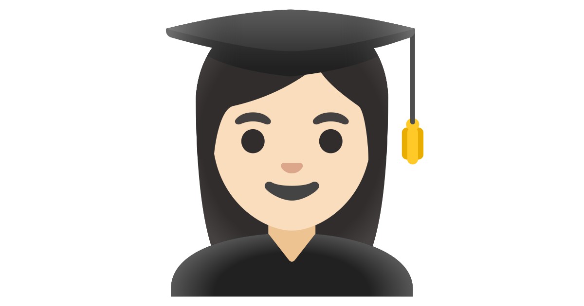 👩🏻‍🎓 Estudiante Mujer: Tono De Piel Claro Emoji