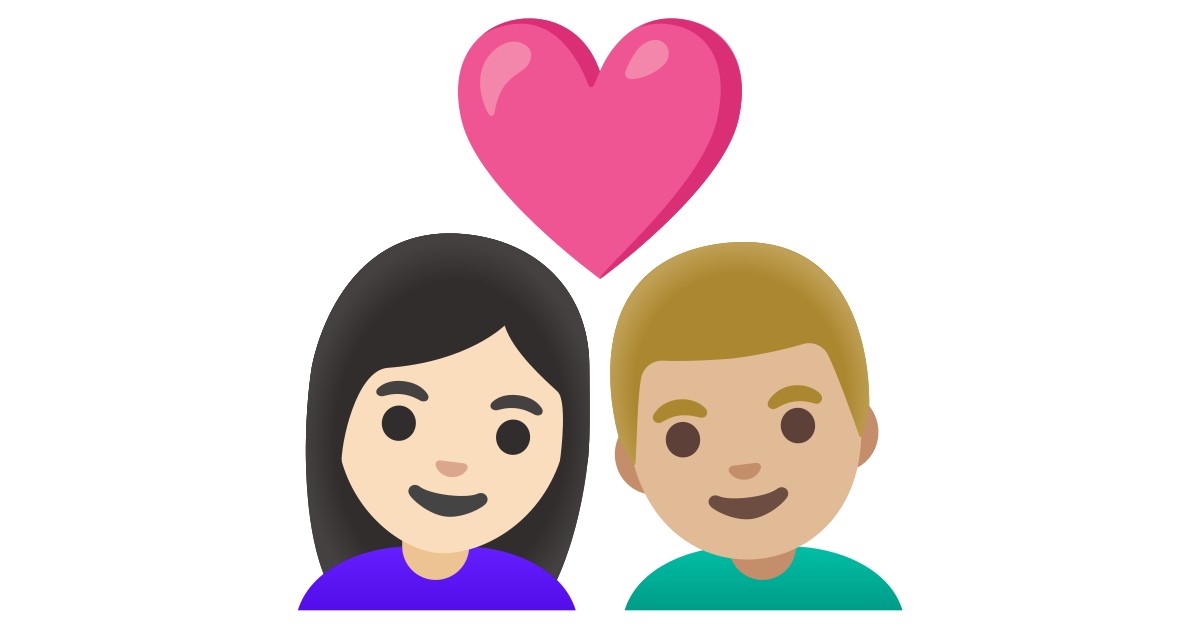 👩🏻‍ ️‍👨🏼 Couple With Heart: Woman, Man, Light Skin Tone, Medium-Light ...