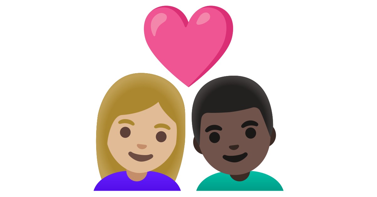 👩🏼‍ ️‍👨🏿 Pareja Enamorada: Mujer, Hombre, Tono De Piel Claro Medio ...