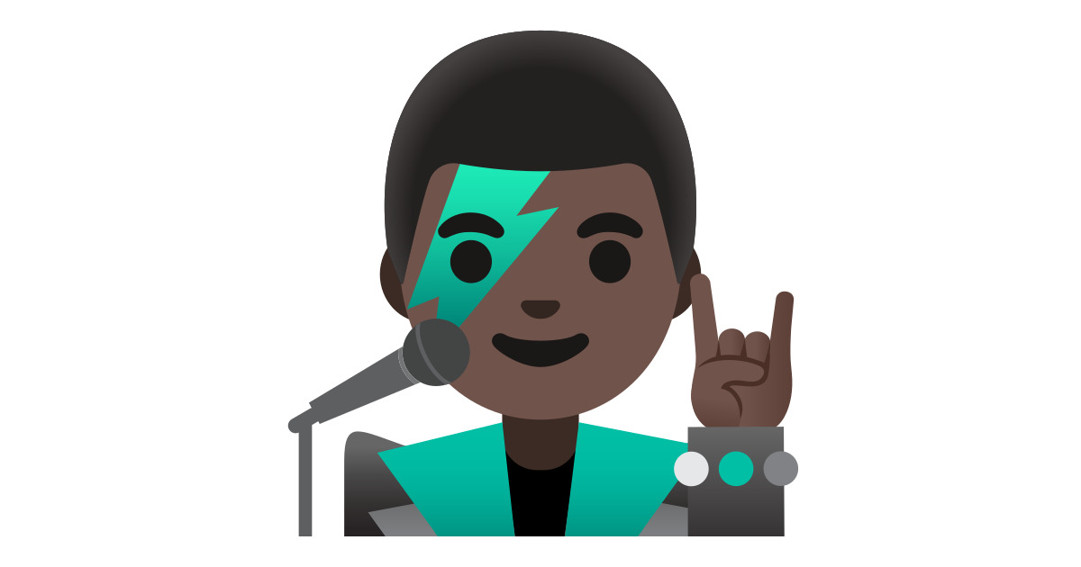 Translations of the 👨🏿‍🎤 man singer: dark skin tone emoji in over 100 ...