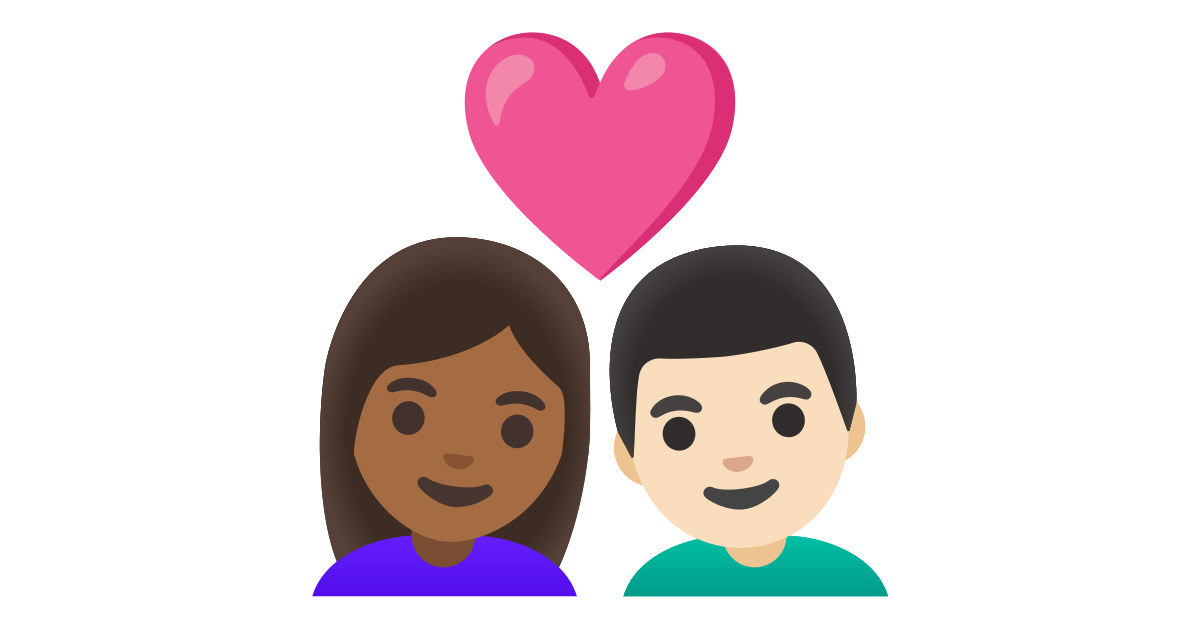 👩🏾‍ ️‍👨🏻 Pareja Enamorada: Mujer, Hombre, Tono De Piel Oscuro Medio ...