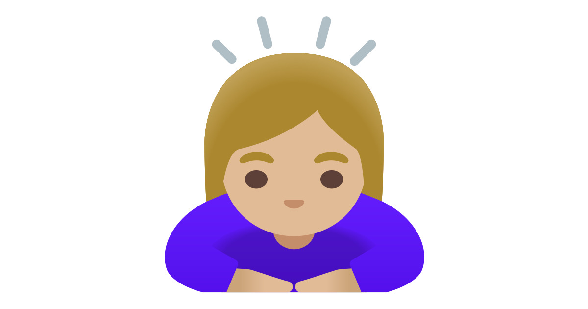 🙇🏼‍♀️ Mujer Haciendo Una Reverencia: Tono De Piel Claro Medio Emoji