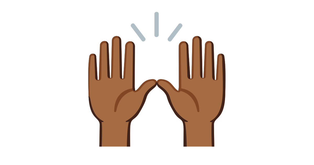 🙌🏾 Manos Levantadas Celebrando: Tono De Piel Oscuro Medio Emoji