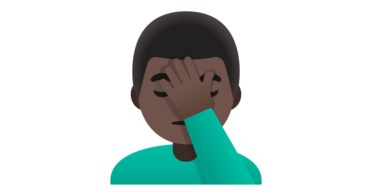 🤦🏿‍♂️ Man Facepalming: Dark Skin Tone Emoji