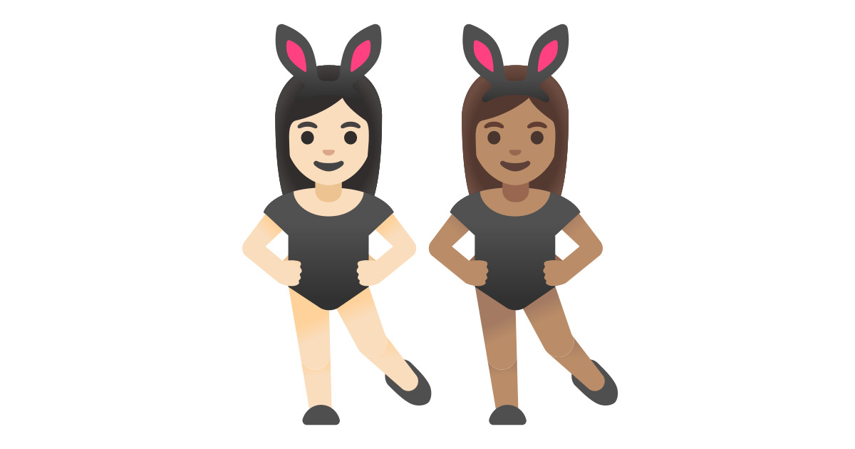 👩🏻‍🐰‍👩🏽 Women With Bunny Ears: Light Skin Tone, Medium Skin Tone Emoji