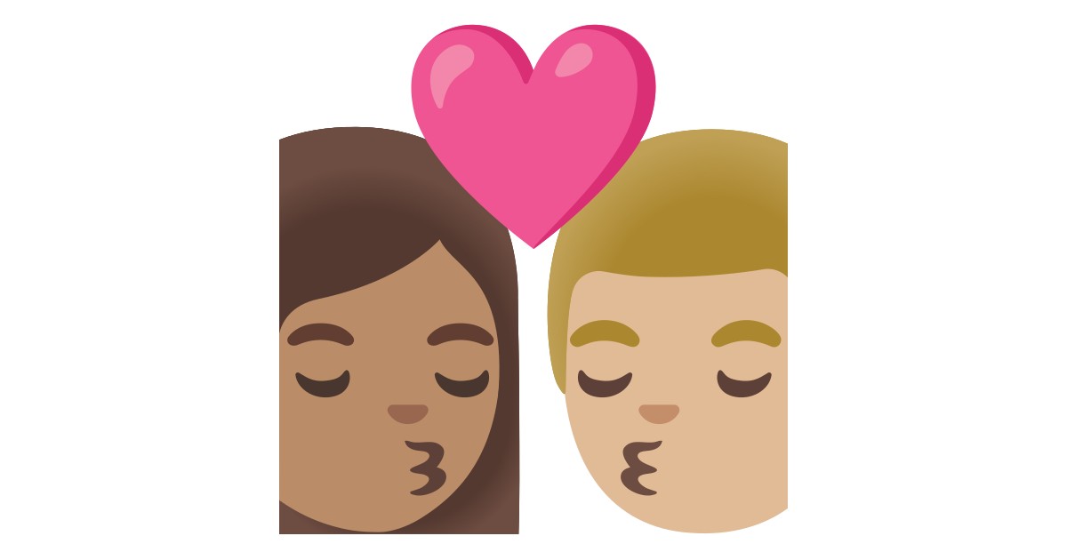 👩🏽‍ ️‍💋‍👨🏼 Bacio Tra Coppia: Donna, Uomo, Carnagione Olivastra E ...