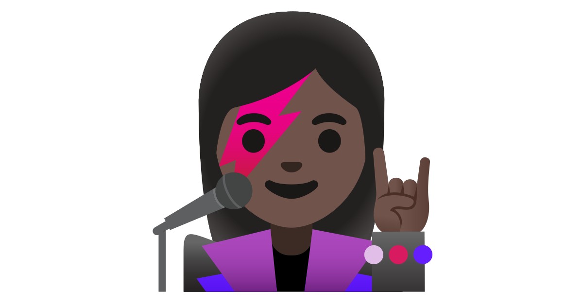 👩🏿‍🎤 Woman Singer: Dark Skin Tone Emoji