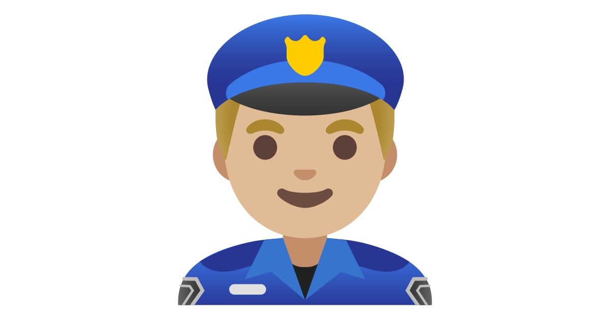 👮🏼‍♂️ Man Police Officer: Medium-light Skin Tone Emoji in 100+ languages