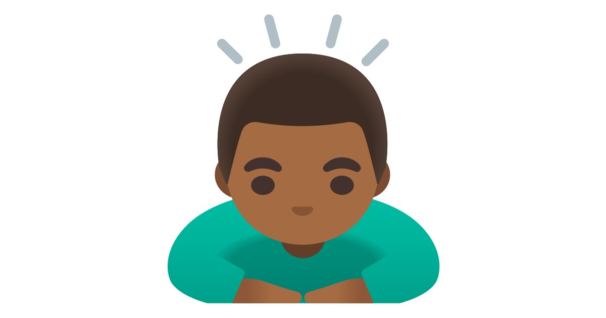 🙇🏾‍♂️ Hombre Haciendo Una Reverencia: Tono De Piel Oscuro Medio Emoji